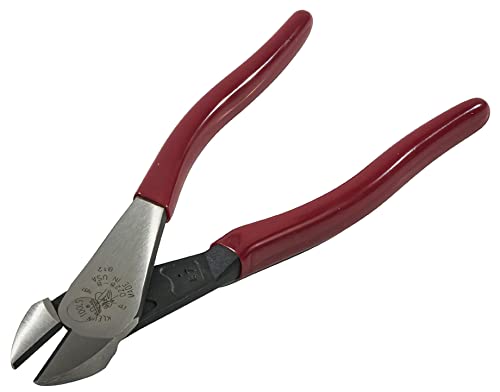 Klein Tools D228-8 Pliers, Made in USA, Diagonal Cutting Pliers with Short Jaw and Beveled Knives, High-Leverage Color-Coded Wire Cutters, 8-Inch