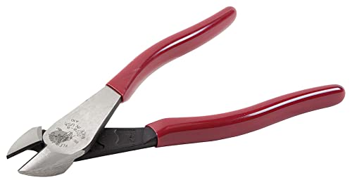 Klein Tools D228-8 Pliers, Made in USA, Diagonal Cutting Pliers with Short Jaw and Beveled Knives, High-Leverage Color-Coded Wire Cutters, 8-Inch