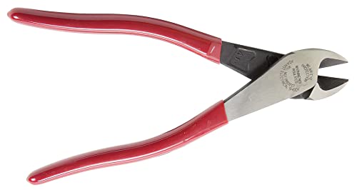 Klein Tools D228-8 Pliers, Made in USA, Diagonal Cutting Pliers with Short Jaw and Beveled Knives, High-Leverage Color-Coded Wire Cutters, 8-Inch