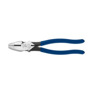 klein tools d213-9ne pliers, made in usa, 9-inch side cutters, high leverage linesman pliers cut copper, aluminum and other soft metals