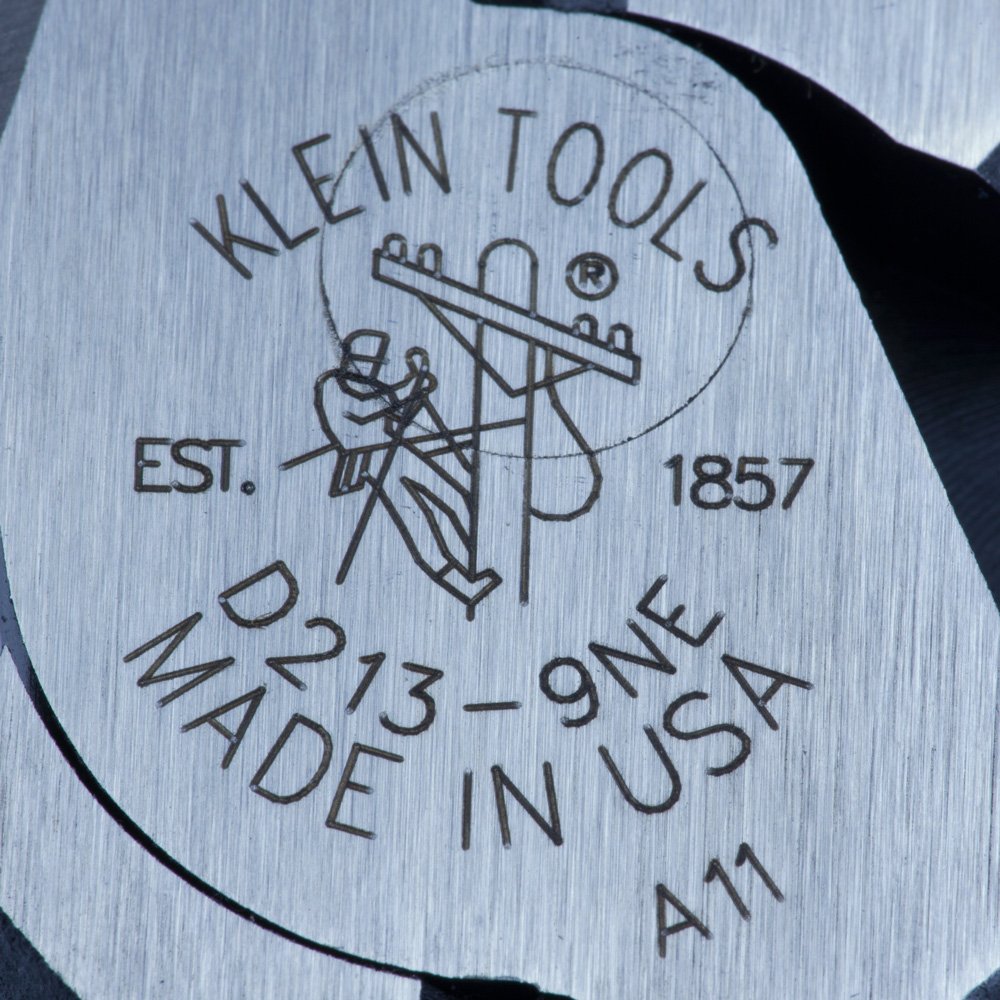 Klein Tools D213-9NE Pliers, Made in USA, 9-Inch Side Cutters, High Leverage Linesman Pliers Cut Copper, Aluminum and other Soft Metals