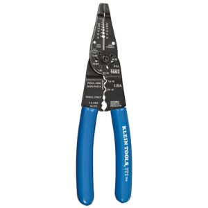 klein tools 1010 multi tool long nose wire cutter, made in usa, wire crimper, stripper and bolt cutter multi-purpose electrician tool, 8-inch long