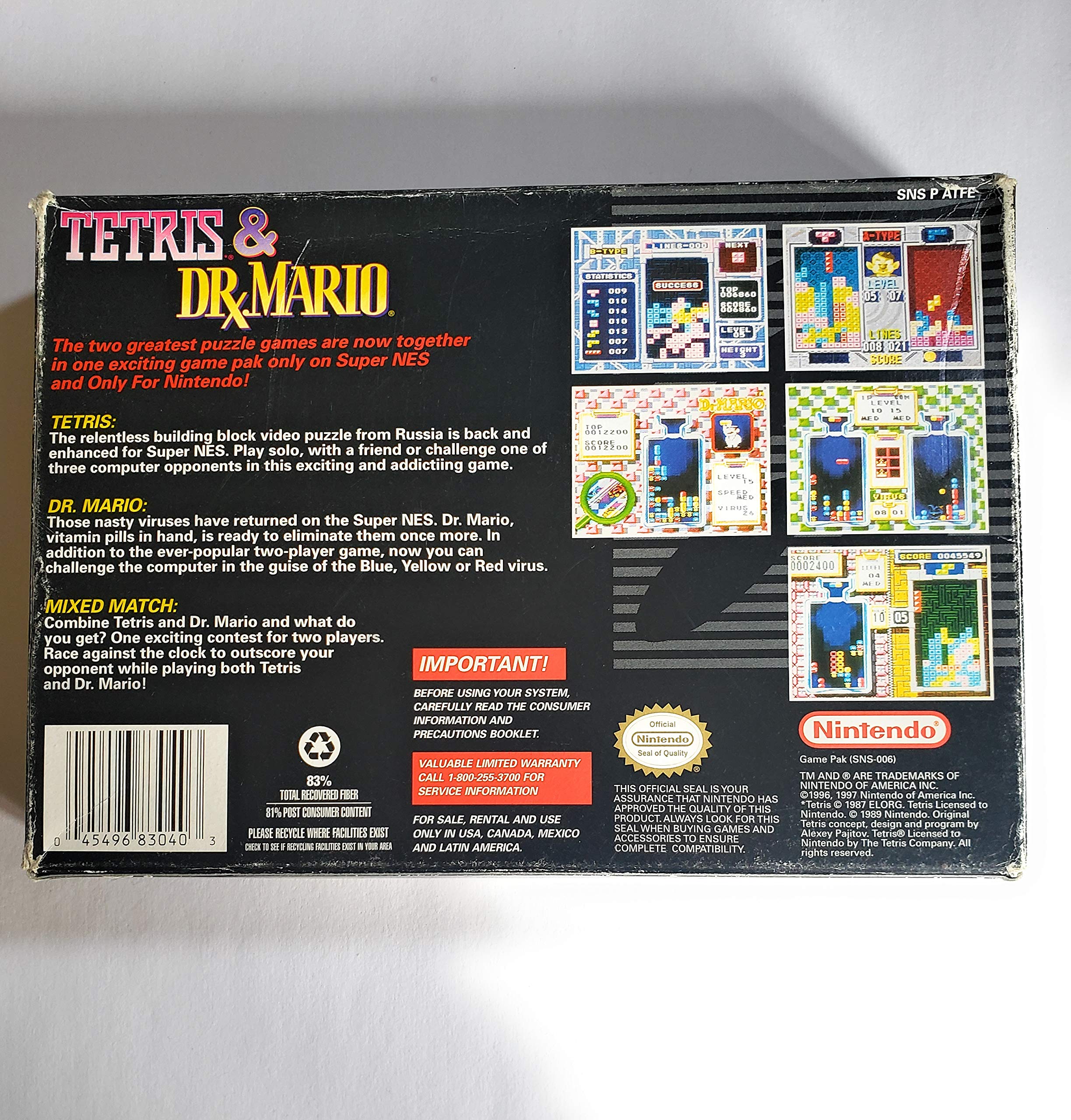 Tetris & Dr. Mario - 2 Game Cartridge