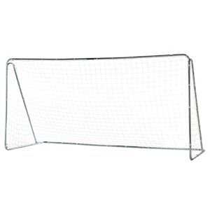 franklin sports competition soccer goal - steel backyard soccer goal with all weather net - includes 6 ground stakes - 12'x6' soccer goal - silver