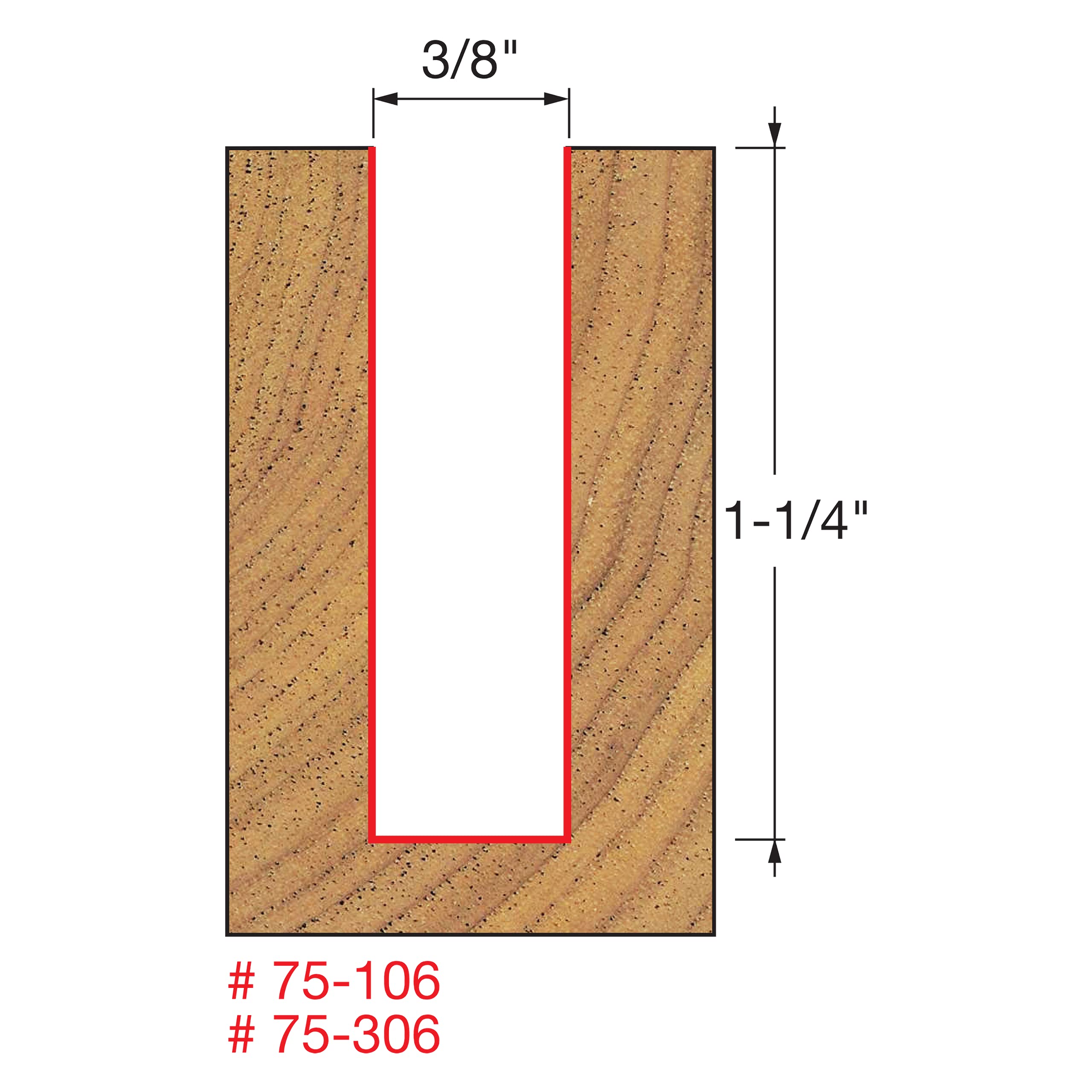 Freud 75-106: 3/8" (Dia.) Up Spiral Bit,Red