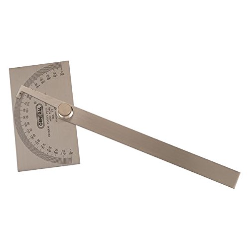 General Tools Angle Protractor #17 Stainless Steel Square Head - Measuring Tool for Carpenters & Woodworking Hobbyists