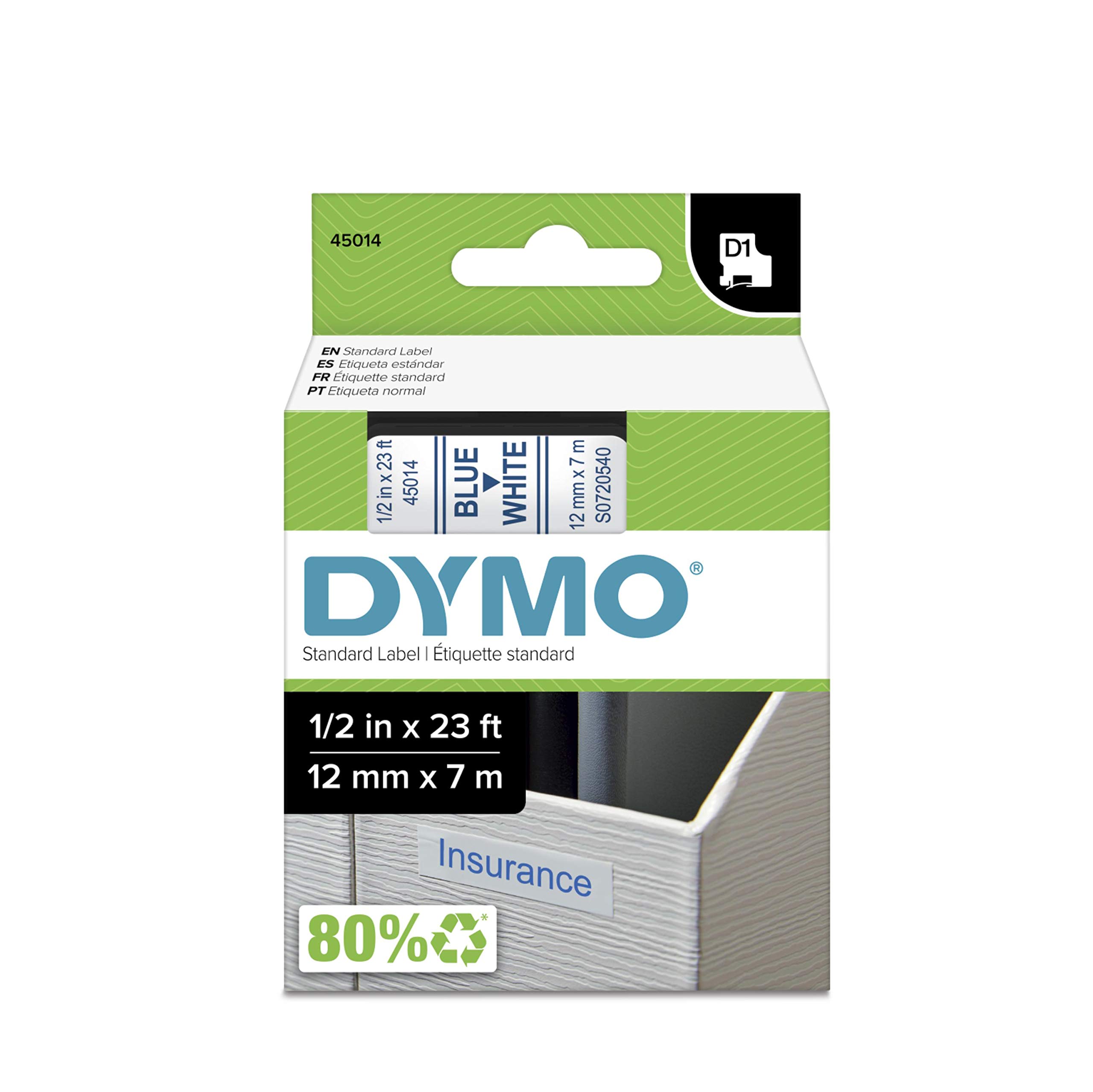 DYMO Standard D1 43610 Labeling Tape (Black Print on Clear Tape, 1/4'' W x 23' L, 1 Cartridge), DYMO Authentic