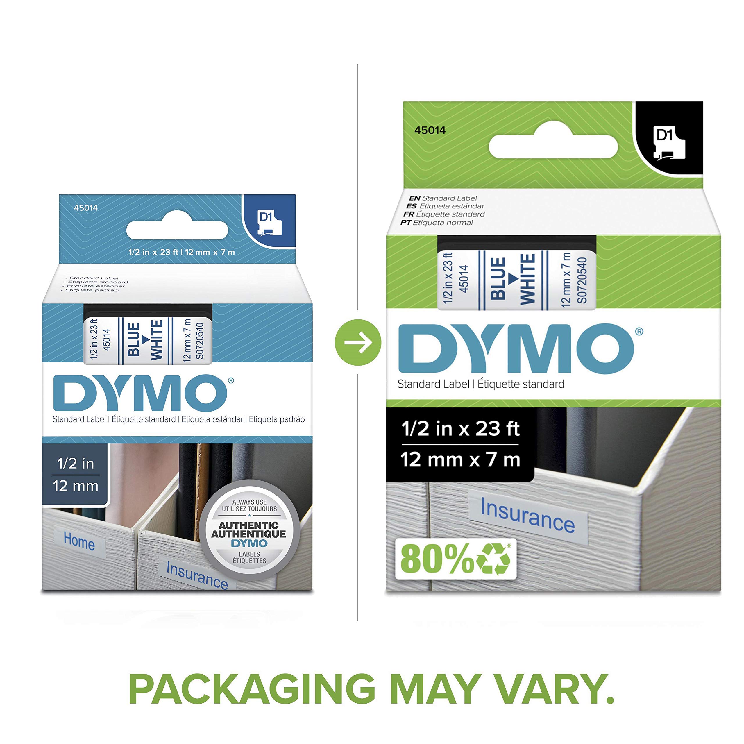 DYMO Standard D1 43610 Labeling Tape (Black Print on Clear Tape, 1/4'' W x 23' L, 1 Cartridge), DYMO Authentic