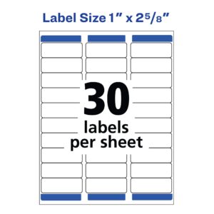 Avery Removable ID Labels, Sure Feed Technology, Removable Adhesive, 1" x 2-5/8", 750 Labels (6460)