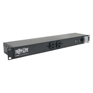 tripp lite 12-outlet rackmount pdu isobar surge protector power strip, 15a, 3840 joules, 15ft cord with 5-15p plug, 1u rack-mount, lifetime manufacturer's warranty & $25,000 insurance (isobar12ultra)