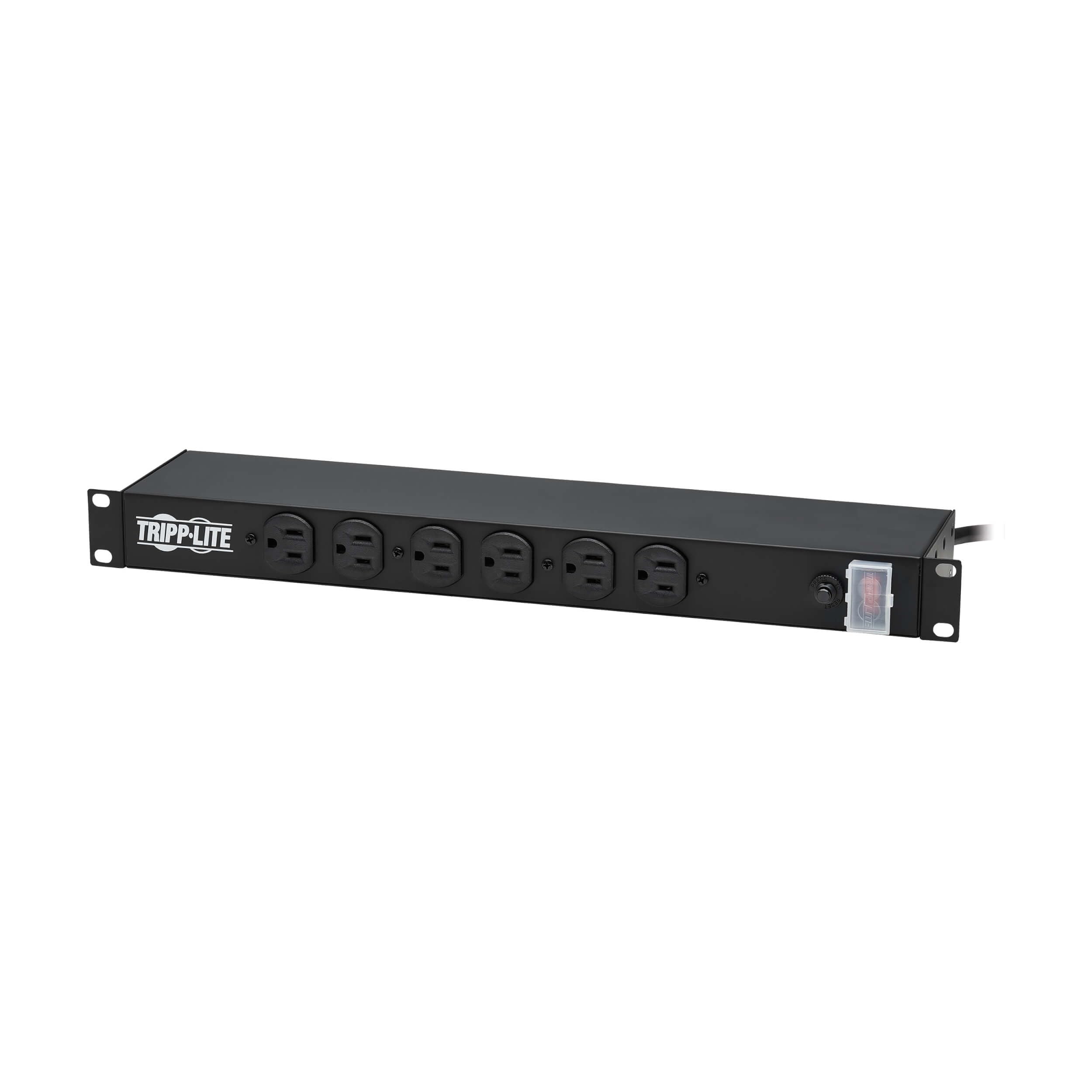 Tripp Lite 12-Outlet Rackmount PDU Power Strip, Network-Grade Front & Rear Facing Outlets, 15A, 120V, 15ft Cord with 5-15P Plug, Horizontal 1U Rack Mount, Lifetime Manufacturer's Warranty (RS-1215)