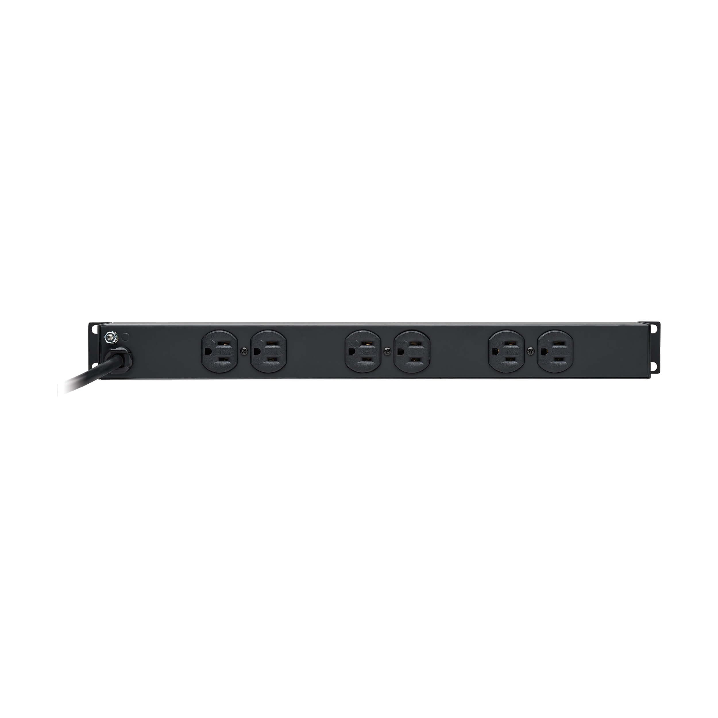 Tripp Lite 12-Outlet Rackmount PDU Power Strip, Network-Grade Front & Rear Facing Outlets, 15A, 120V, 15ft Cord with 5-15P Plug, Horizontal 1U Rack Mount, Lifetime Manufacturer's Warranty (RS-1215)