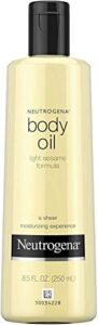 neutrogena body oil light sesame formula, dry skin moisturizer & hydrating body massage oil, for radiant & healthy looking glow, nourishing bath oil for sheer moisture, 8.5 fl. oz