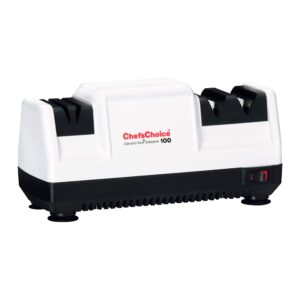 Chef'sChoice Diamond Hone Electric Knife Sharpener for Stainless or Non-Serrated Knives, 3-Stage, White