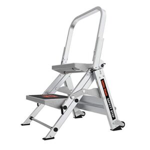 little giant ladders, safety step, 2-step, 2 foot, step stool, aluminum, type 1a, 300 lbs weight rating, (10210ba), gray