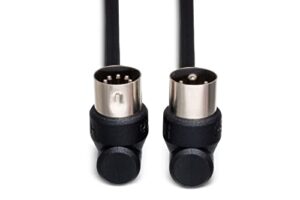 hosa mid-305rr right-angle midi cable, right-angle 5-pin din to same, 5 ft