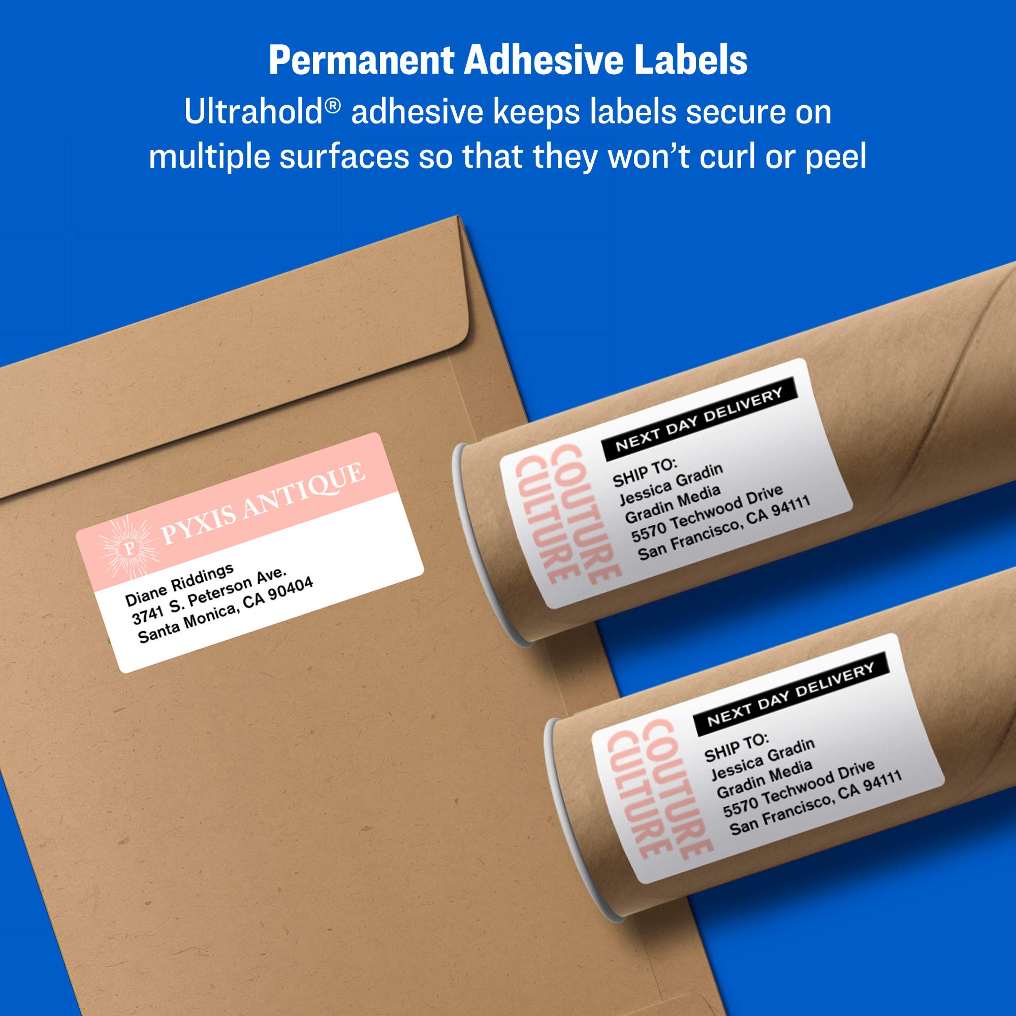 Avery Printable Shipping Labels with Sure Feed, 2" x 4", White, 2,500 Blank Mailing Labels (5963)