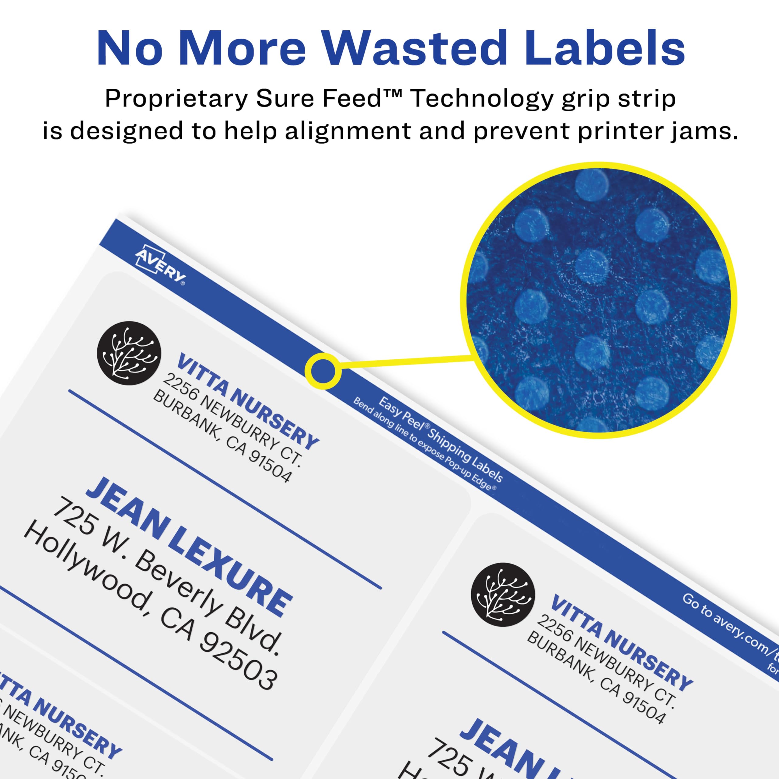 Avery Printable Shipping Labels with Sure Feed, 2" x 4", Matte Clear, 500 Blank Mailing Labels (5663)