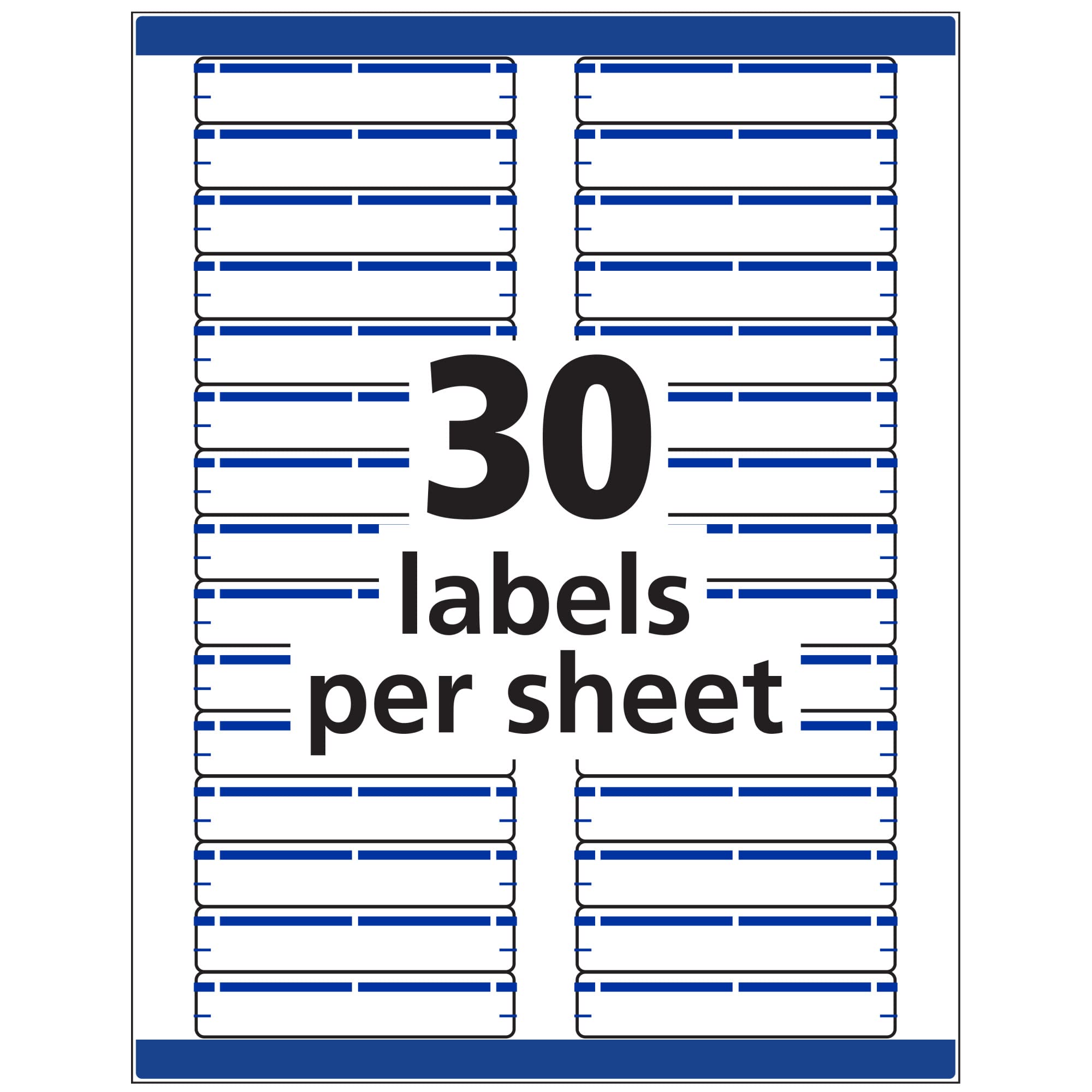 Avery TrueBlock File Folder Labels, 2/3" x 3-7/16", 1,500 Printable Labels, White/Blue, Permanent (5766)