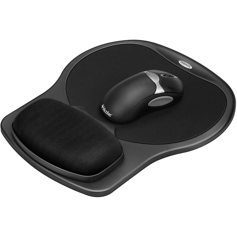 Fellowes Easy Glide Gel Wrist Rest and Mouse Pad, Black (93730)