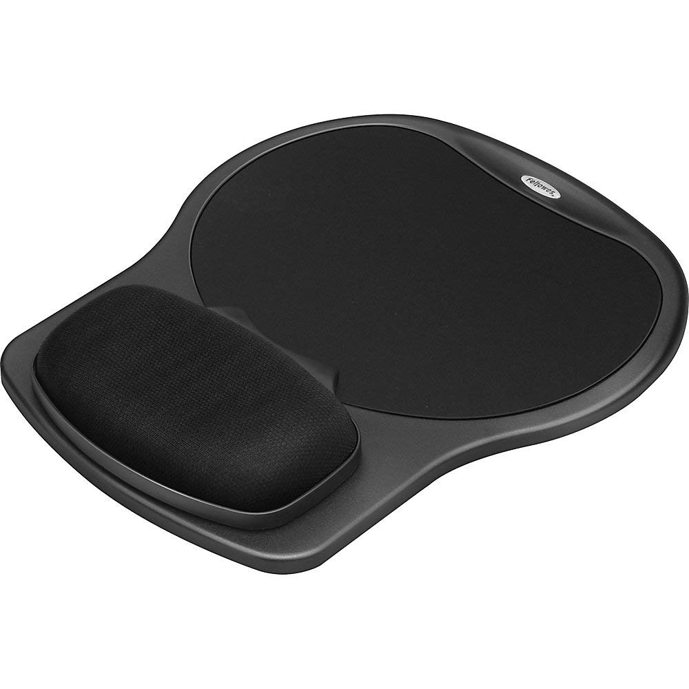 Fellowes Easy Glide Gel Wrist Rest and Mouse Pad, Black (93730)