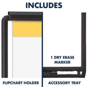 Quartet Easel, Standard, 70" High, Adjustable, 27" x 34" Whiteboard, Reversible, Flip Chart Holder, Ultima, Black Frame (101EL)