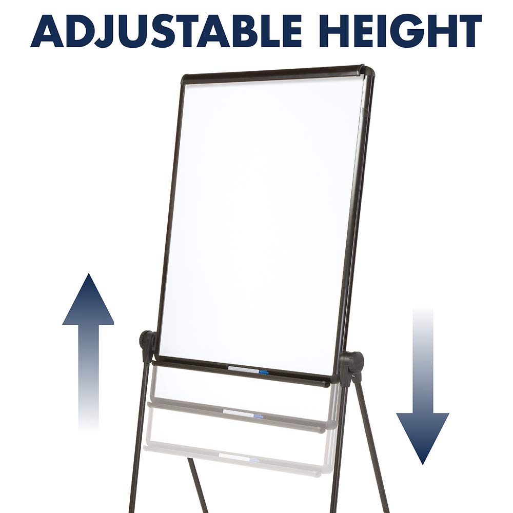 Quartet Easel, Standard, 70" High, Adjustable, 27" x 34" Whiteboard, Reversible, Flip Chart Holder, Ultima, Black Frame (101EL)