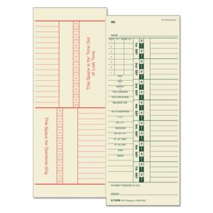 tops 1257 time card for acroprint/simplex, weekly, two-sided, 3 1/2 x 9 (box of 500)