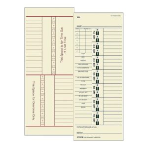 TOPS 1257 Time Card for Acroprint/Simplex, Weekly, Two-Sided, 3 1/2 x 9 (Box of 500)