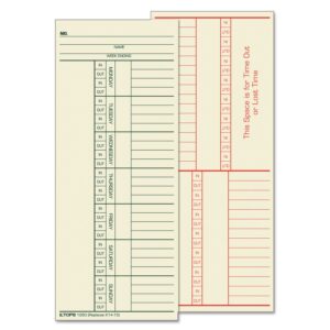 tops 1260 time card for cincinnati, named days, two-sided, 3 3/8 x 8 1/4 (box of 500)