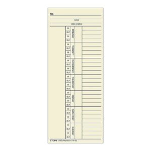 TOPS 1260 Time Card for Cincinnati, Named Days, Two-Sided, 3 3/8 x 8 1/4 (Box of 500)