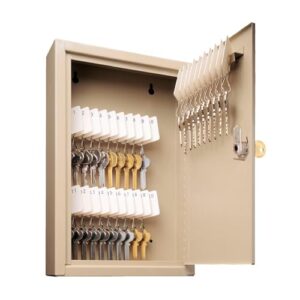 MMF Industries STEELMASTER 30-Key Uni-Tag Single-Tag Compact Steel Key Cabinet (201903003), Sand