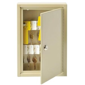 MMF Industries STEELMASTER 30-Key Uni-Tag Single-Tag Compact Steel Key Cabinet (201903003), Sand