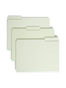 smead pressboard file folder, 1/3-cut tab, 2" expansion, letter size, gray/green, 25 per box (13234)