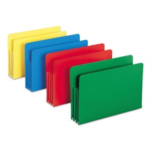 smead poly file pocket, straight-cut tab, 3-1/2" expansion, legal size, assorted colors (73550)