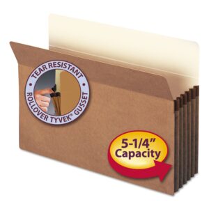 smead file pocket, straight-cut tab, 5-1/4" expansion, legal size, redrope, 50 per carton (74810)