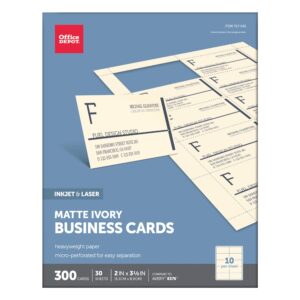 office depot(r) laser/inkjet matte business cards, 2in. x 3 1/2in., ivory, box of 300