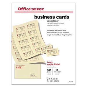 Office Depot(R) Laser/Inkjet Matte Business Cards, 2in. x 3 1/2in., Ivory, Box Of 300