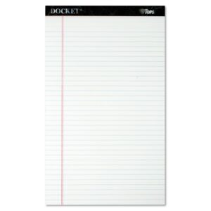 tops docket writing pads, 8-1/2" x 14", legal rule, white paper, 50 sheets, 12 pack (63590)