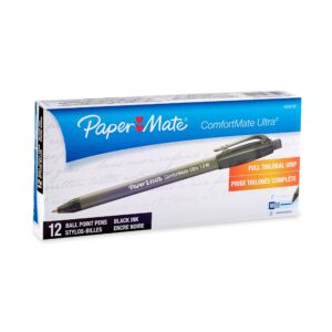 paper mate comfortmate retractable ballpoint pens, medium point, black, 12 count