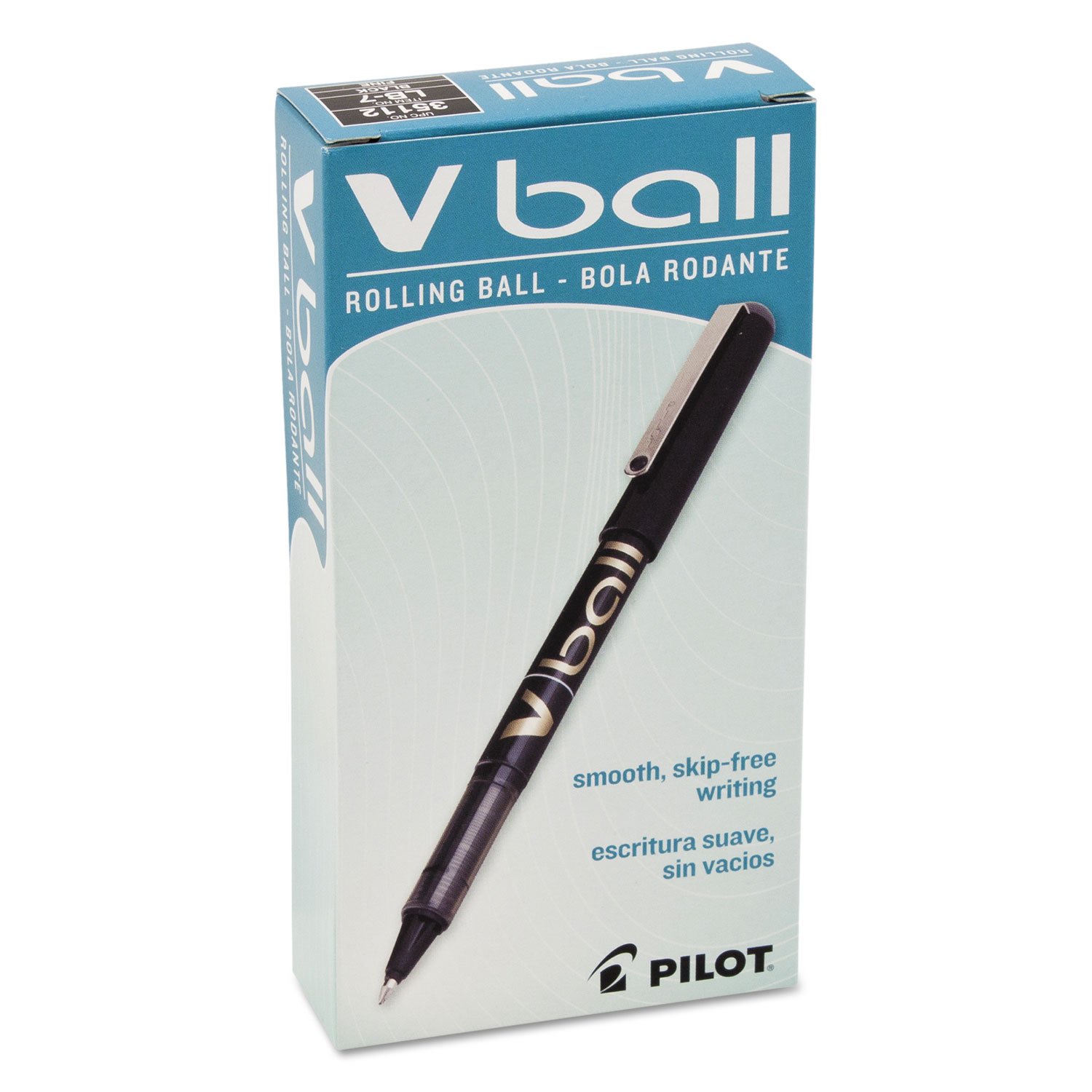 Pilot VBall Liquid Ink Rolling Ball Stick Pens, Fine Point, Black Ink, 12-Pack (35112)