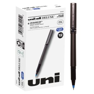 uni-ball deluxe micro point roller ball pens, blue (60027)