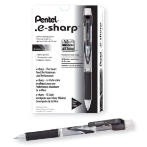 pentel® e-sharp™ mechanical pencils, 0.5 mm, 72% recycled, black, pack of 12