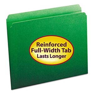 smead file folder, reinforced straight-cut tab, letter size, green, 100 per box (12110)