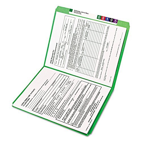 Smead File Folder, Reinforced Straight-Cut Tab, Letter Size, Green, 100 per Box (12110)