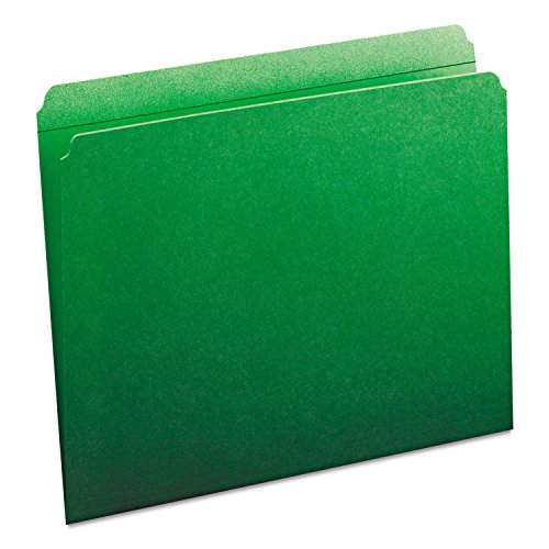 Smead File Folder, Reinforced Straight-Cut Tab, Letter Size, Green, 100 per Box (12110)