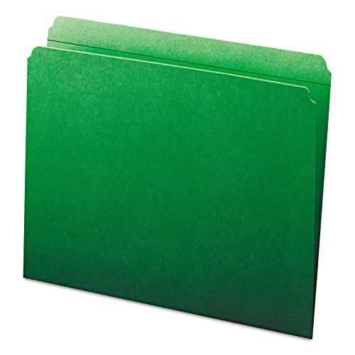 Smead File Folder, Reinforced Straight-Cut Tab, Letter Size, Green, 100 per Box (12110)