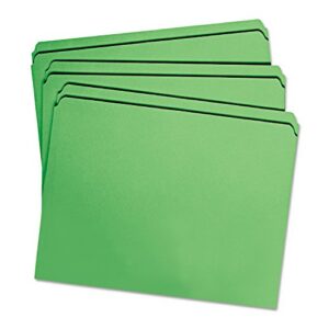 Smead File Folder, Reinforced Straight-Cut Tab, Letter Size, Green, 100 per Box (12110)