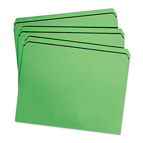 Smead File Folder, Reinforced Straight-Cut Tab, Letter Size, Green, 100 per Box (12110)