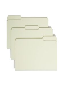 smead pressboard file folder, 1/3-cut tab, 1" expansion, letter size, gray/green, 25 per box (13230)